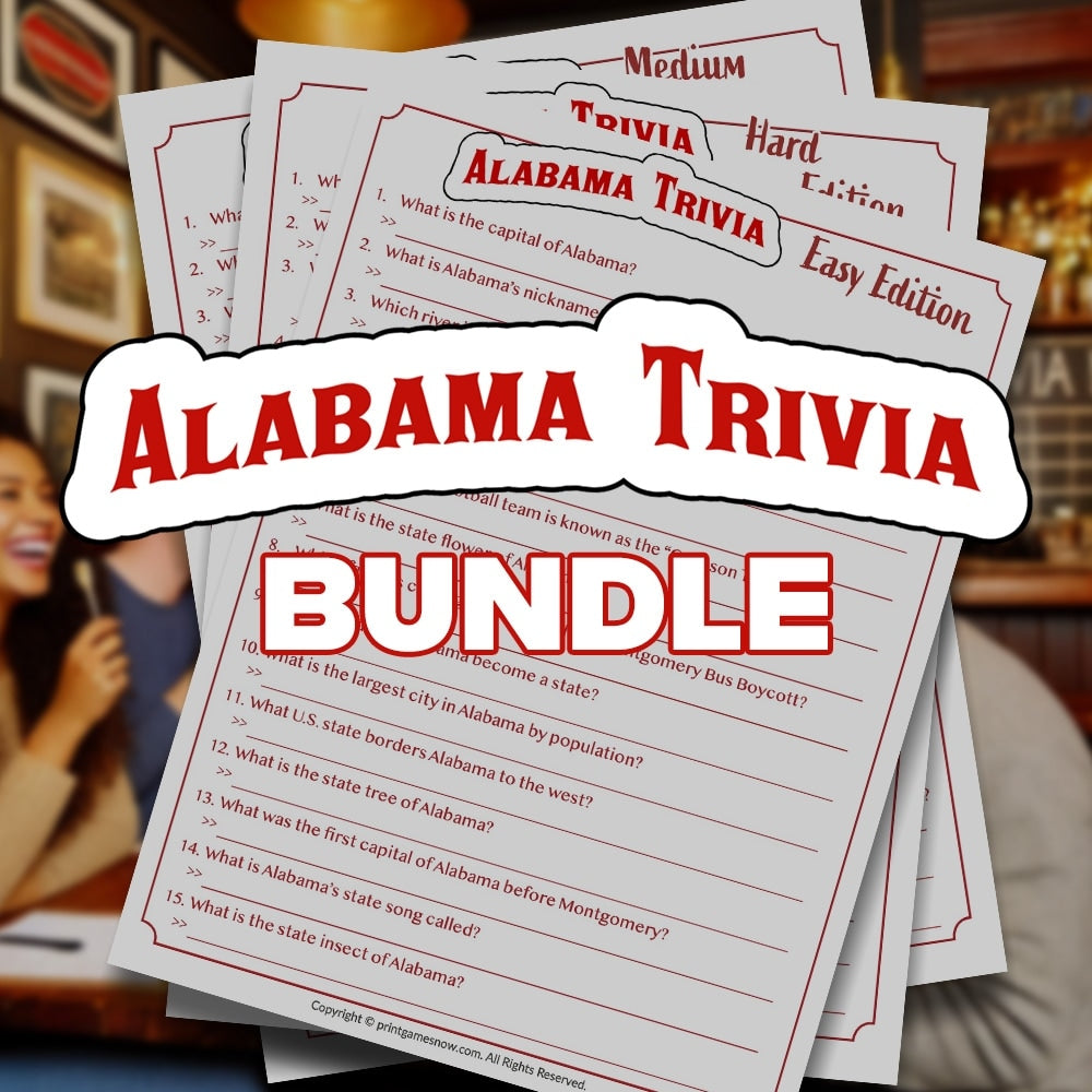 Printable Alabama Party Trivia Game — Print Games Now