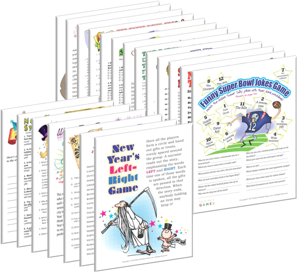 Printable All New Year's Eve & Super Bowl Games Bundle — Print Games Now