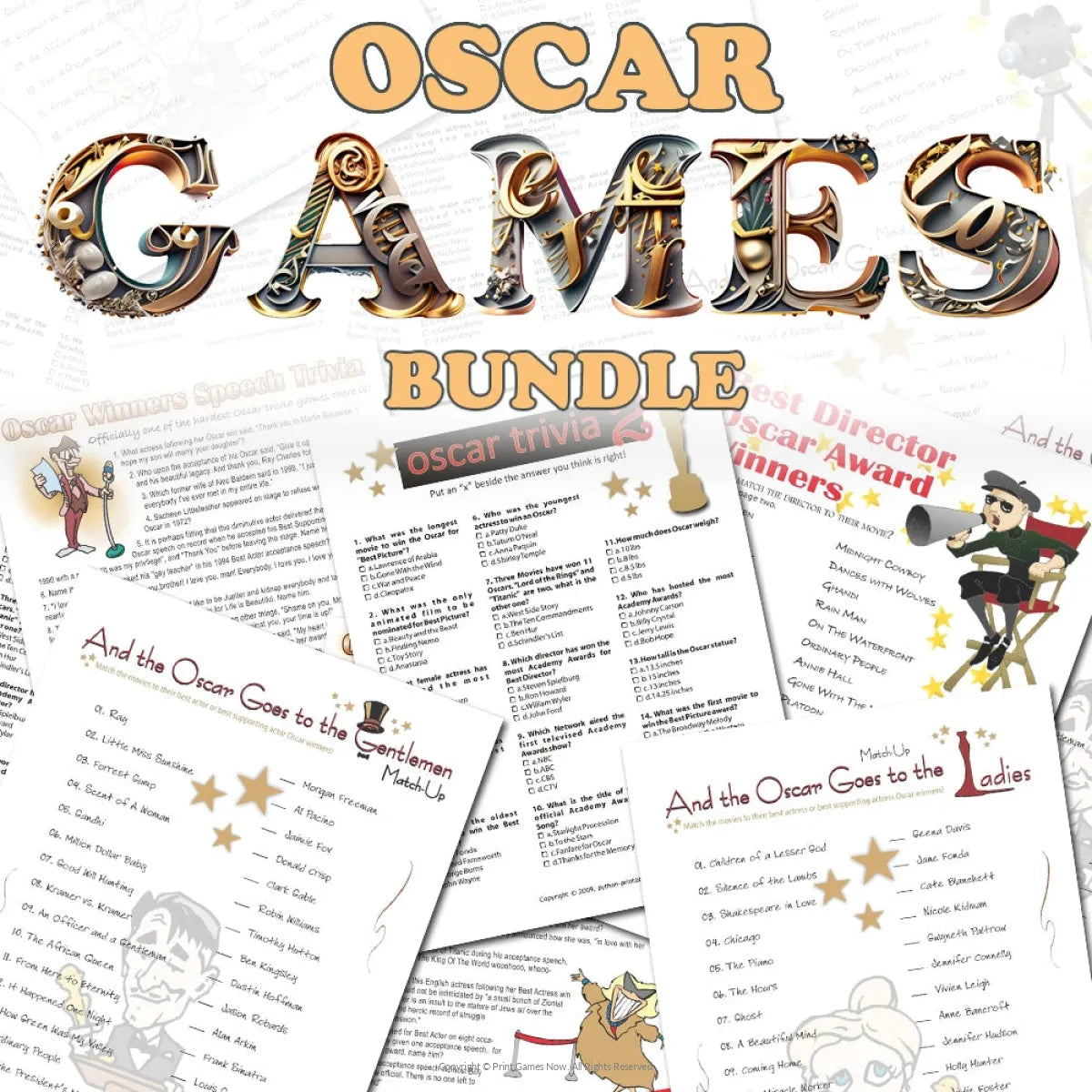 All Oscars Trivia Games Pack — Print Games Now