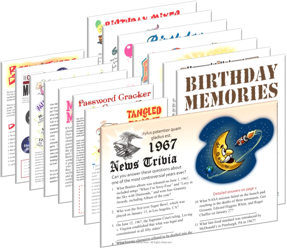 Printable 1967 Birthday Pack + FREE Party Games Bundle — Print Games Now