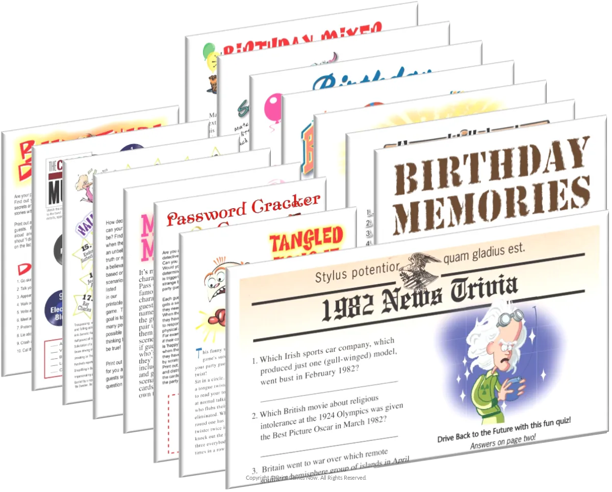 Printable 1982 Birthday Pack + FREE Party Games Bundle — Print Games Now