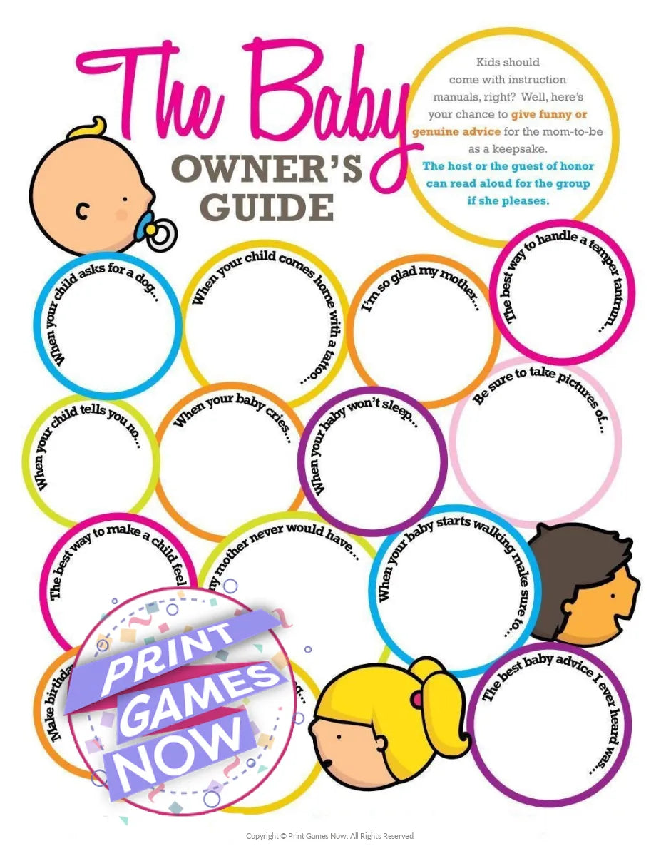 Printable Baby Shower The Baby Owners Guide Party Game — Print Games Now