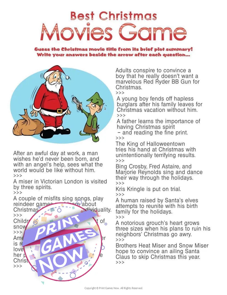 Christmas movie trivia store