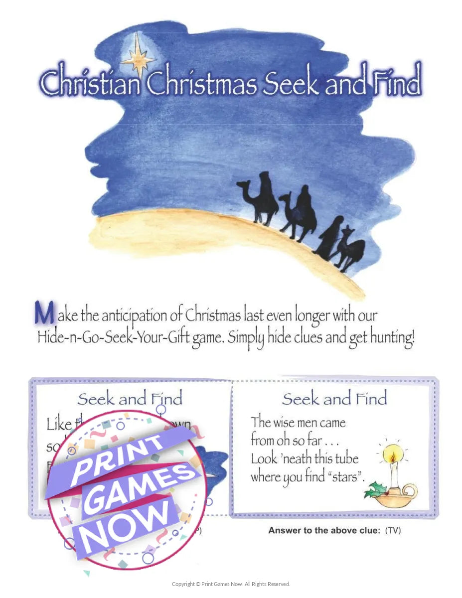 Printable Christmas Christian Seek And Find Scavenger Hunt Party Game ...