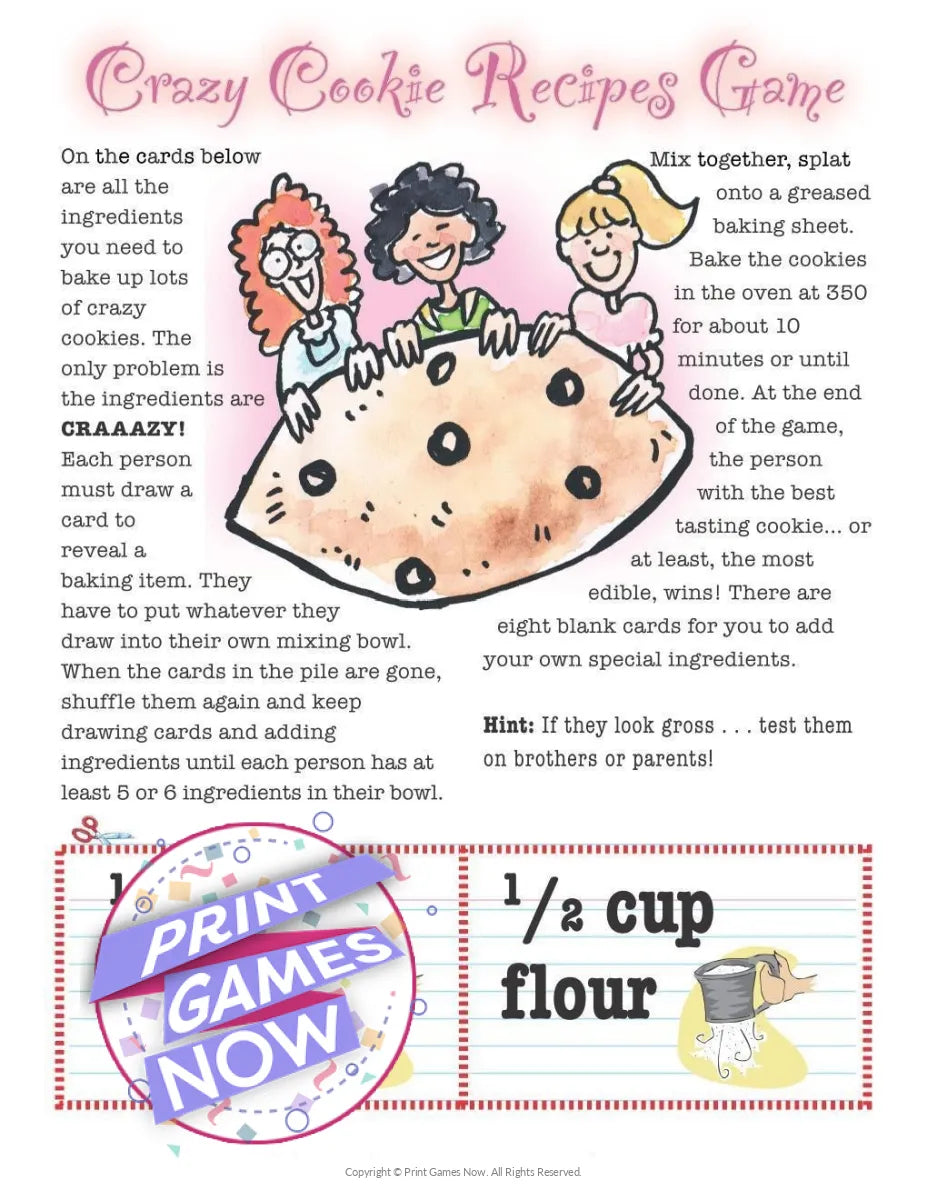 Printable Crazy Cookie Recipes — Print Games Now