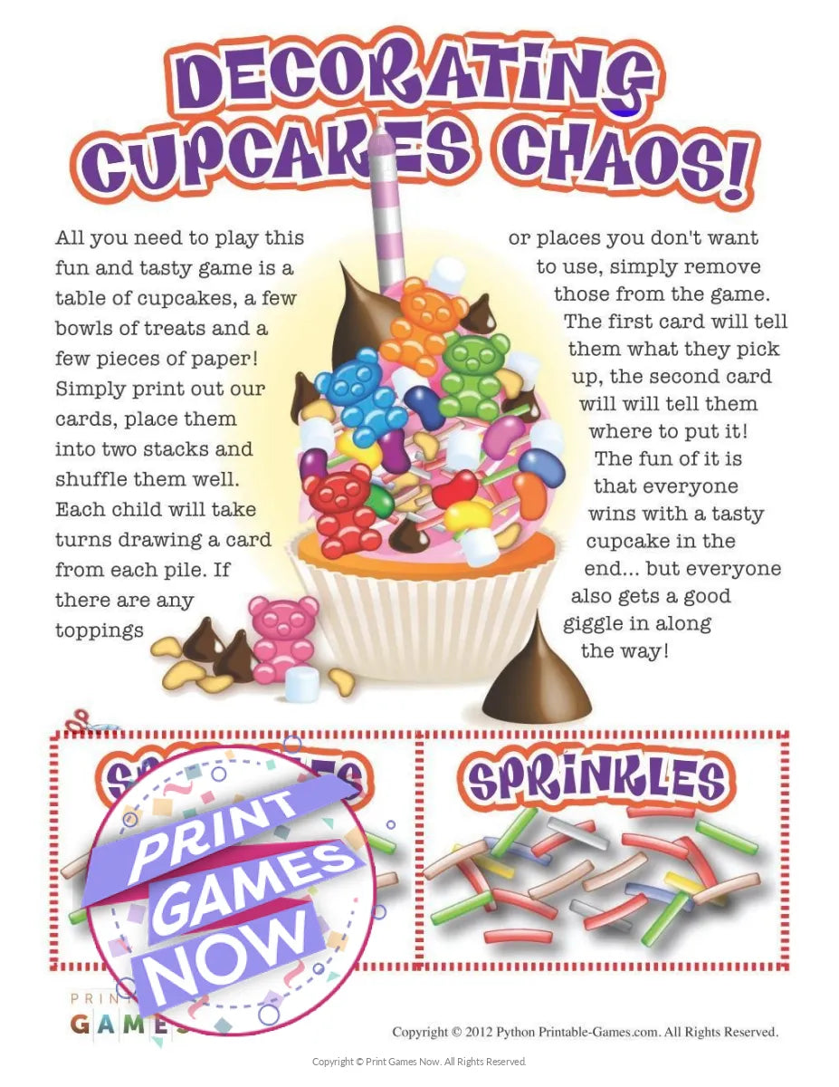 Printable Decorating Cupcake Chaos — Print Games Now