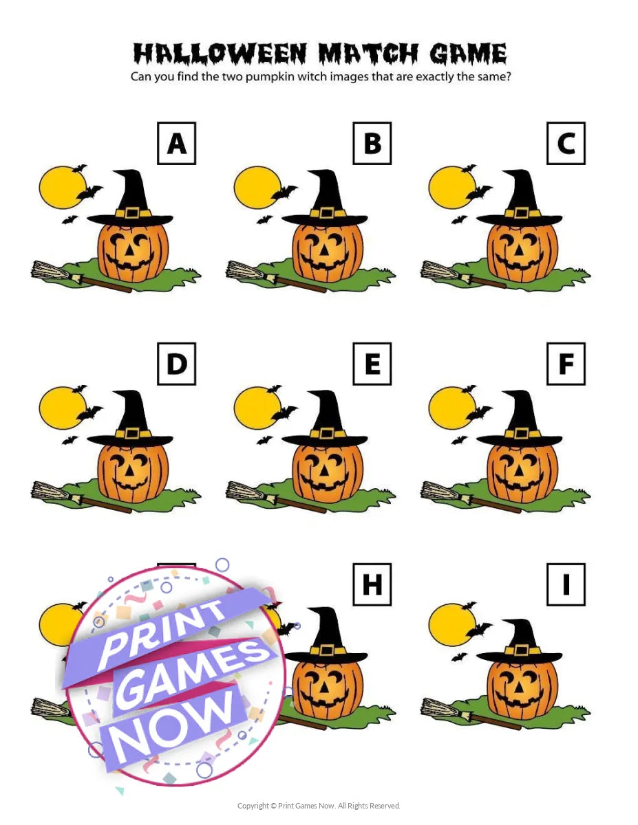 Printable Halloween Match Party Game — Print Games Now