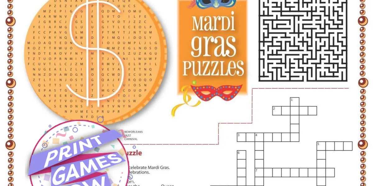 Printable Mardi Gras Puzzles Party Game — Print Games Now