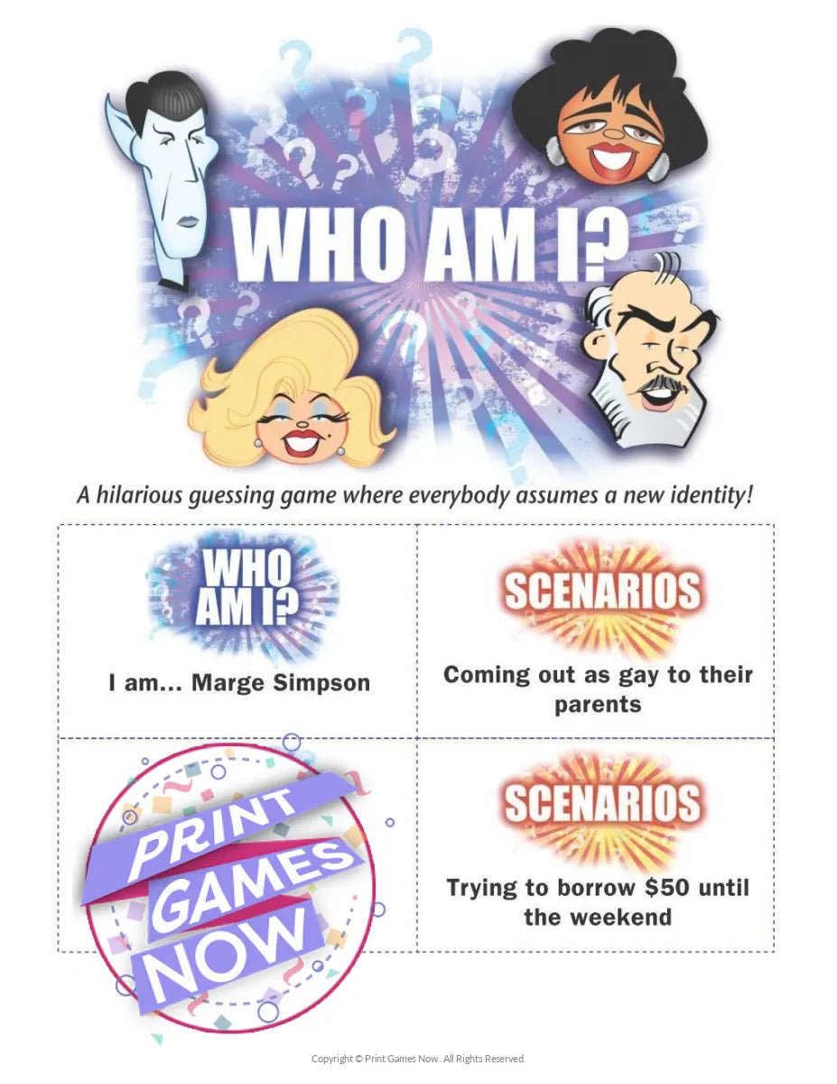 Printable Who Am I? Party Game — Print Games Now